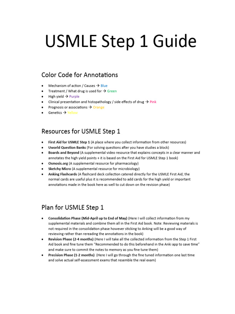 USMLE Step 1 Guide | PDF