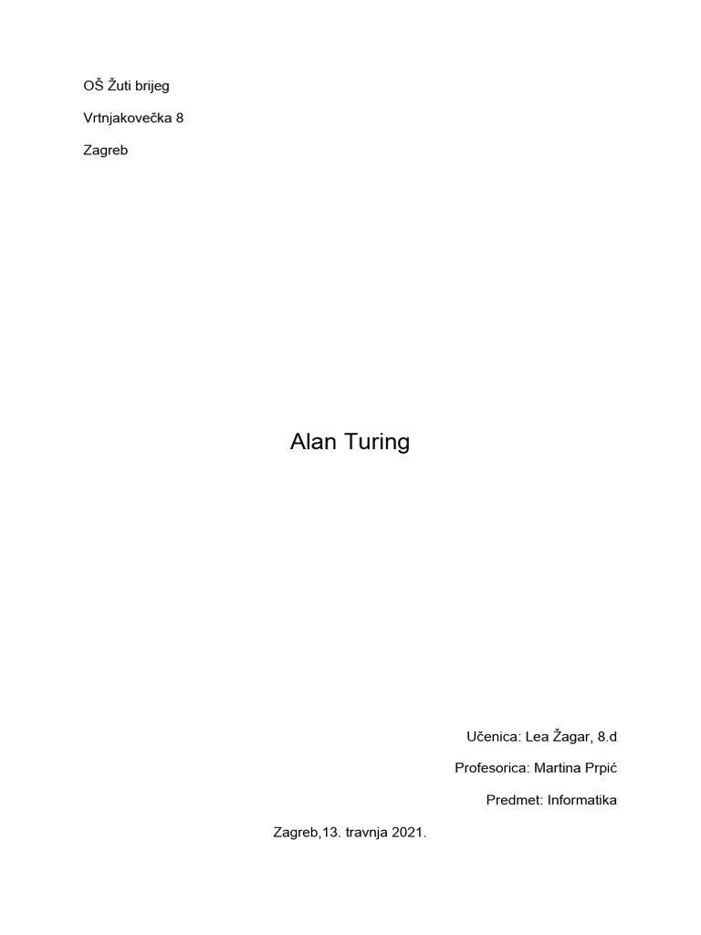 Alan Turing Referat | PDF