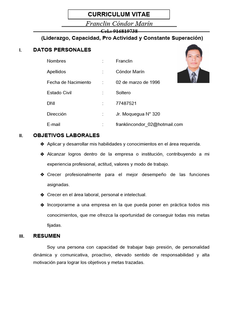 Curriculum Vitae - FRANK | PDF | Microsoft Windows | Plan de estudios