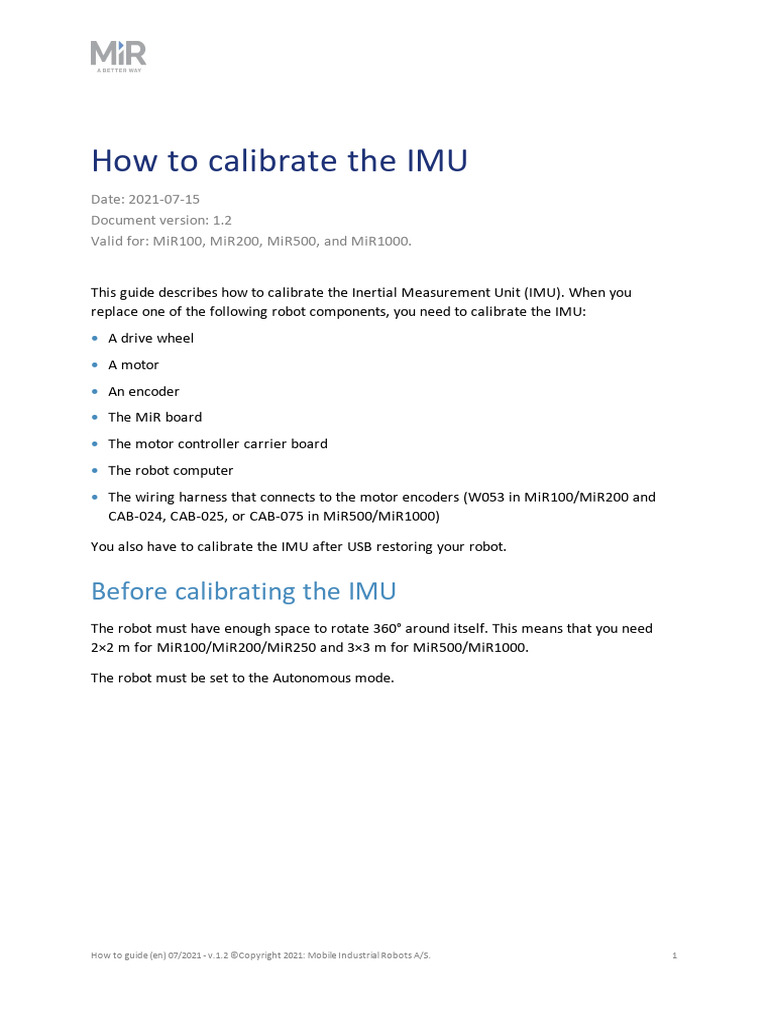 How To Calibrate The IMU 1.2 - en | PDF | Technology & Engineering