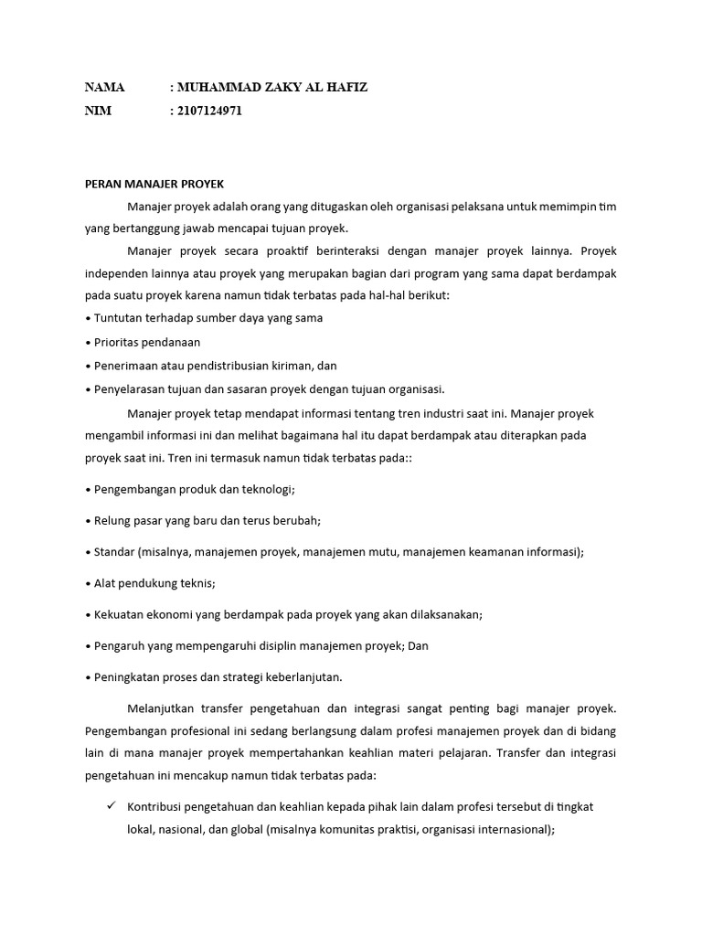 Muhammad Zaky Al Hafiz - Resume Manajemen Proyek 2 | PDF | Bisnis | Seni