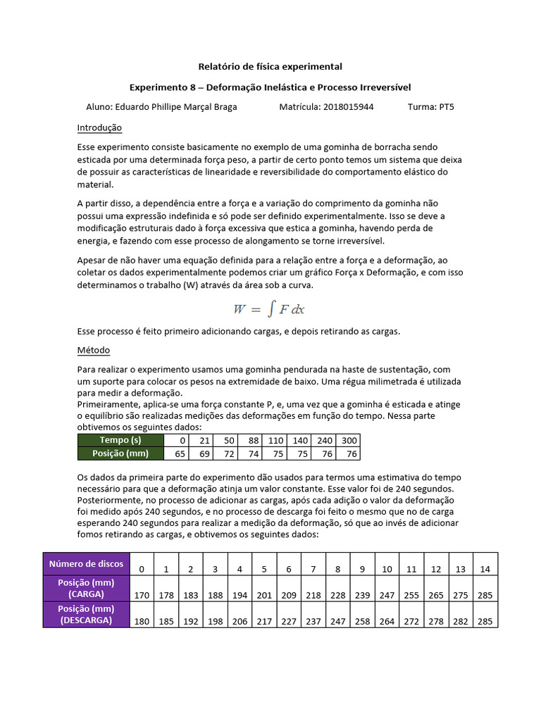 Eduardo PT5 Relatorio Exp8 | PDF | Natureza | Quantidades físicas