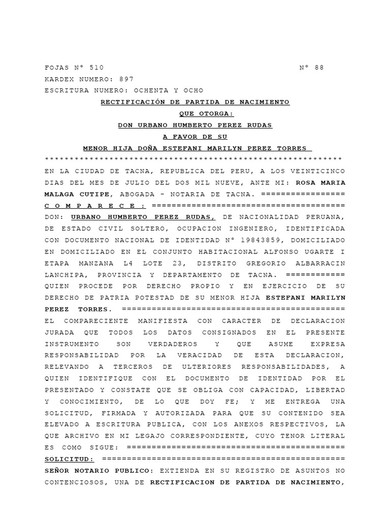 Rec Part Menor Estefai Marilyn Perez Torres | PDF | Certificado de nacimiento | Derecho Civil ...
