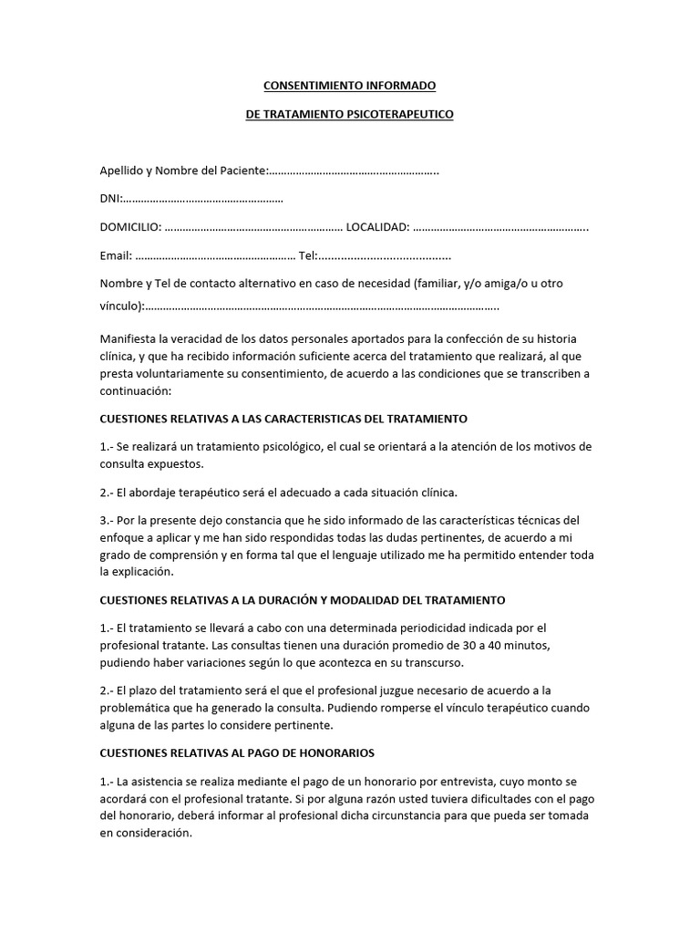 Consentimiento Informado | Descargar gratis PDF | Consentimiento informado