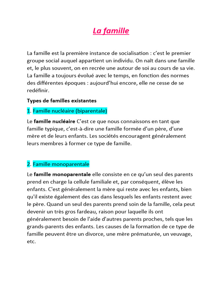 Types et fonctions de la famille moderne | PDF | Famille | Socialisation
