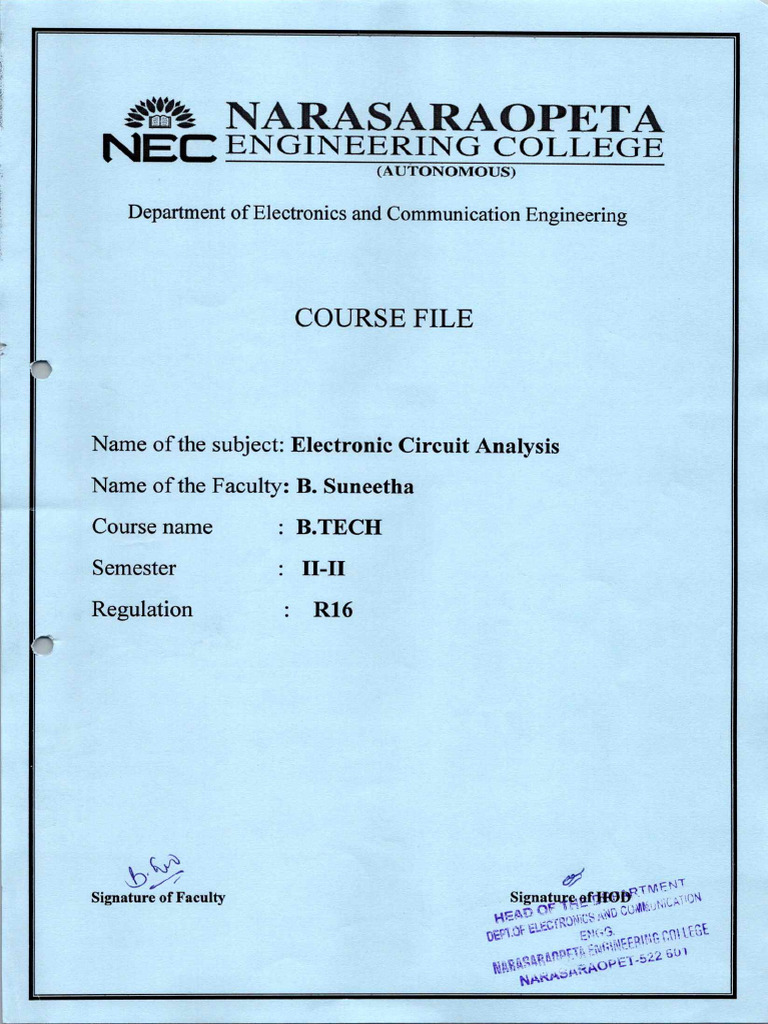 Course Material Electronic Circuit Analysis | PDF