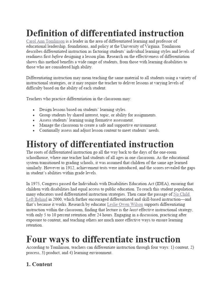 Differentiated Instruction Discussion | PDF | Differentiated ...