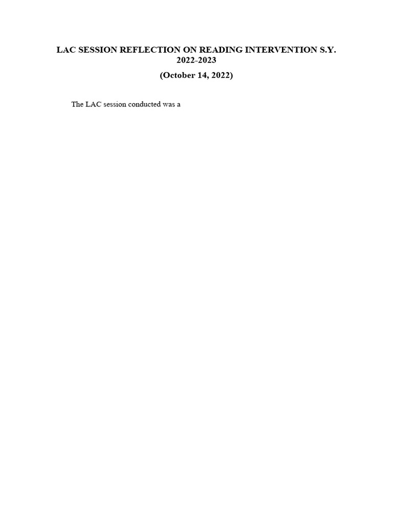 Lac Session Reflection On Reading Intervention | PDF | Art | Technology ...