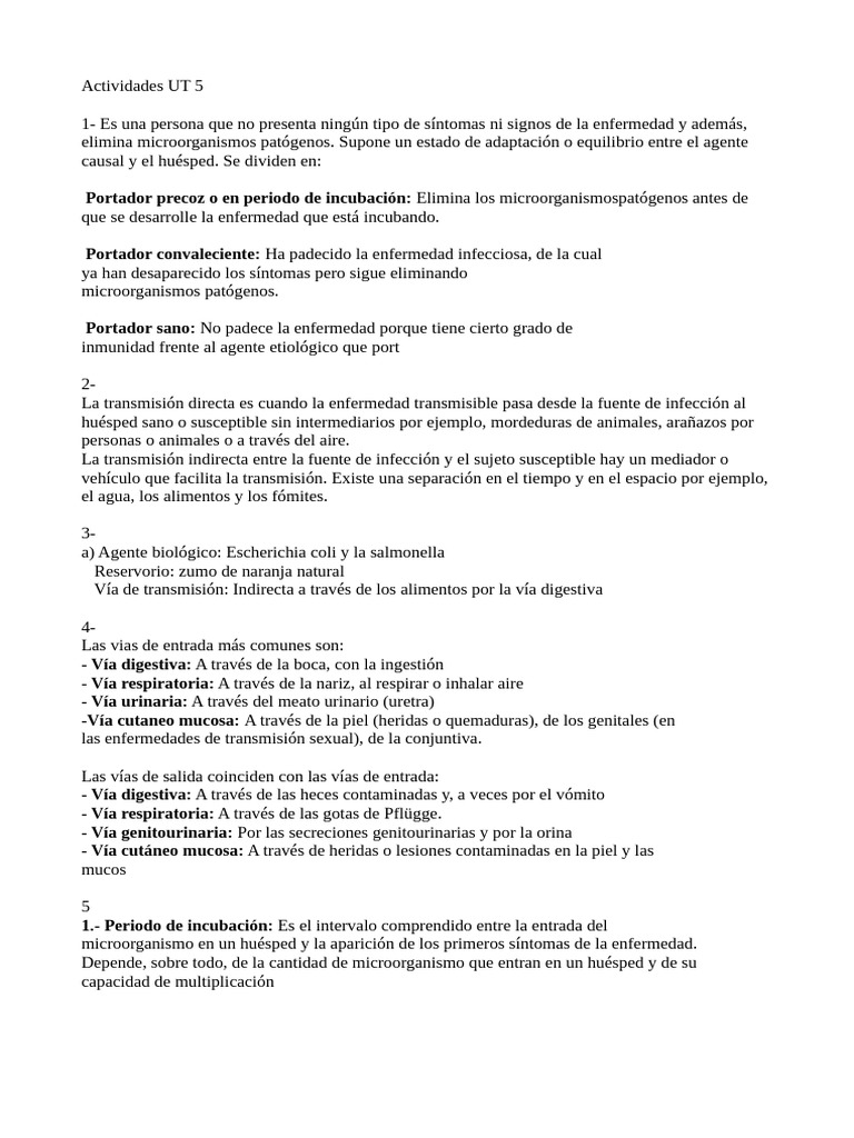 Actividades - FSP | PDF | Inflamación | Infección