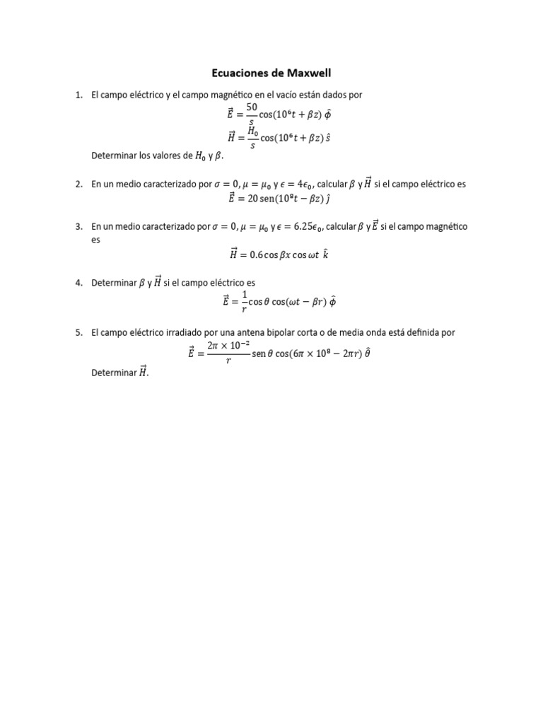 Ejercicios Ecuaciones de Maxwell | PDF