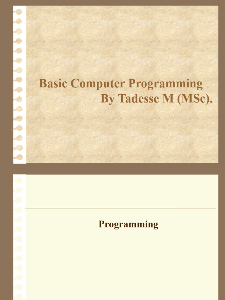 Basic Computer Programming by Tadesse M (MSC) | PDF | Computer Programming | Input/Output