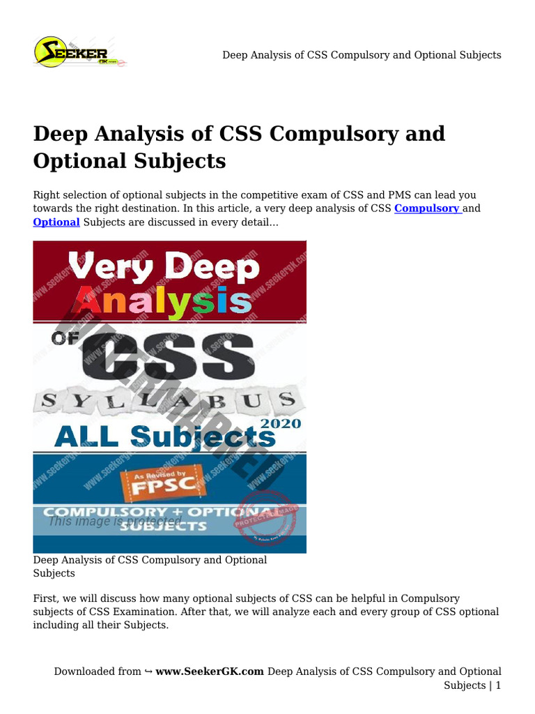 Deep Analysis of CSS Compulsory and Optional Subjects | Download Free PDF | Analysis | Science