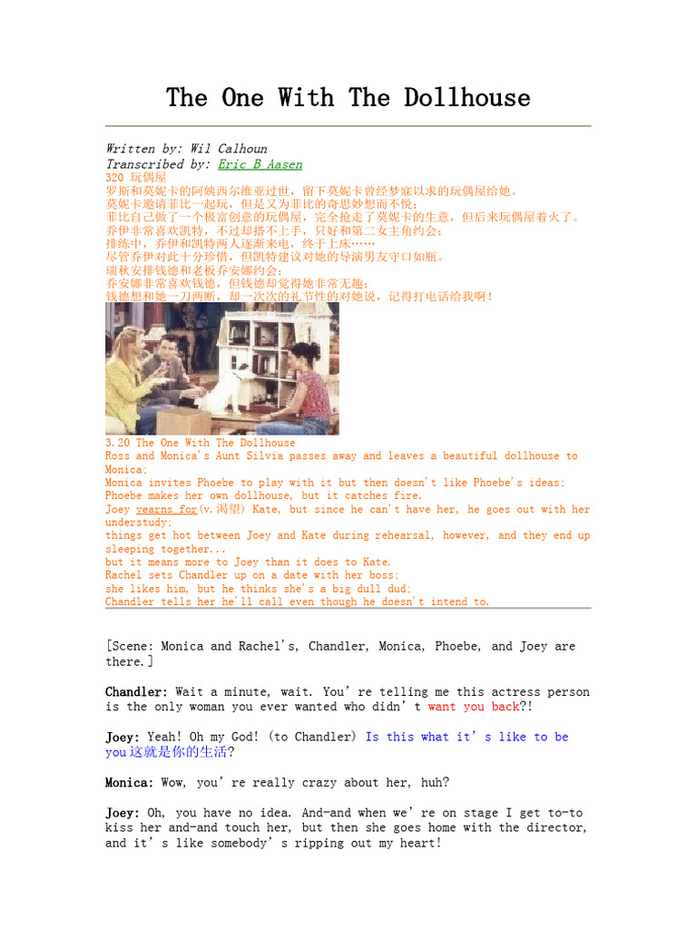 Friends Episode: Dollhouse Drama | PDF