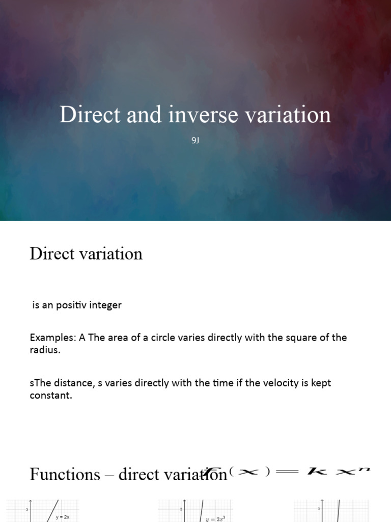 Direct and Inverse Variation Explained | PDF | Science & Mathematics