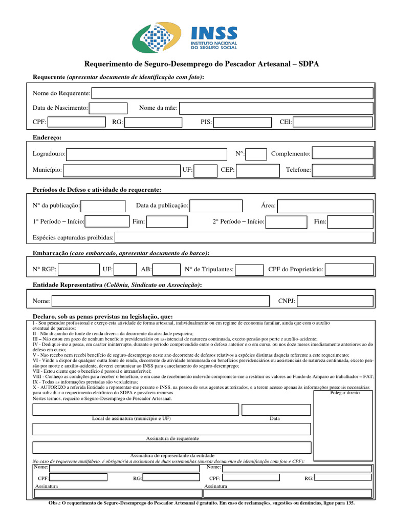 Requerimento Inss - Inicial | PDF | Pesca