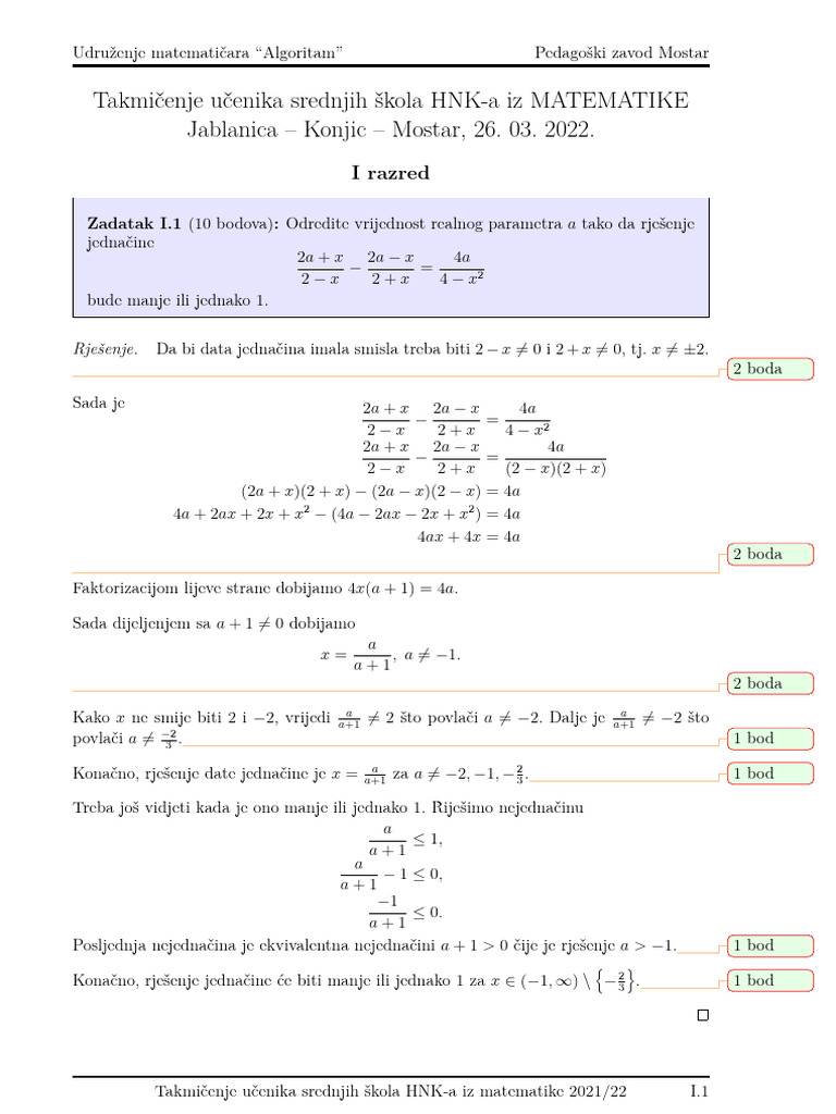 SS Kantonalno 2022 Rjesenja | PDF