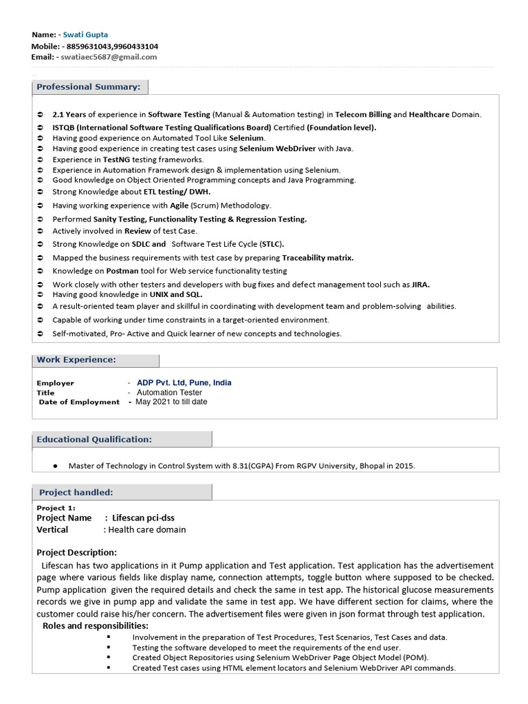 Swati Gupta Testing Experience | PDF | Software Testing | Application ... Swati Gupta Testing Experience | PDF | Software Testing | Application ...