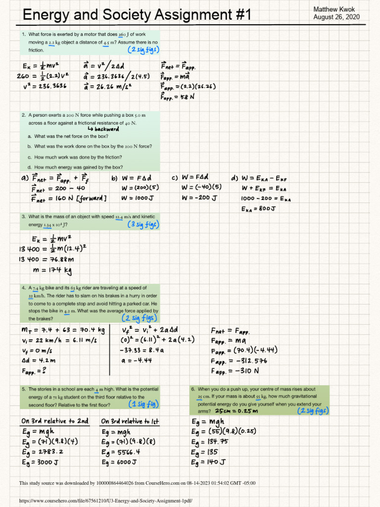 U3 Energy and Society Assignment 1 PDF | PDF