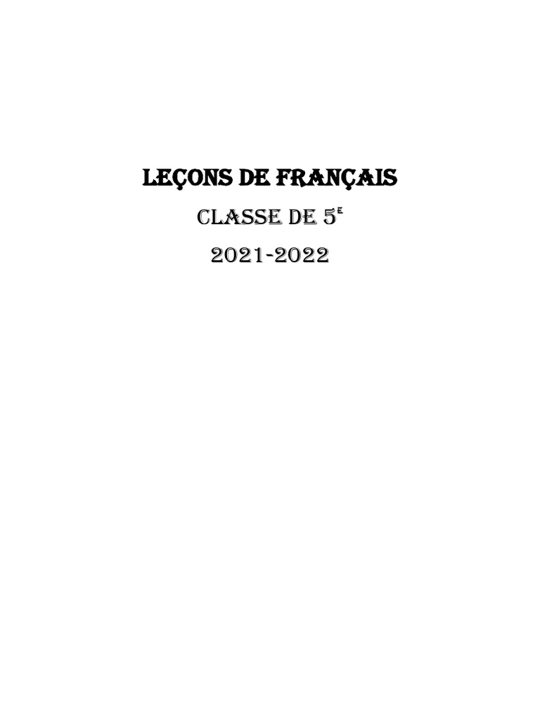 Leçons de Français pour 5ème | PDF | Conjugaison | Relations syntaxiques