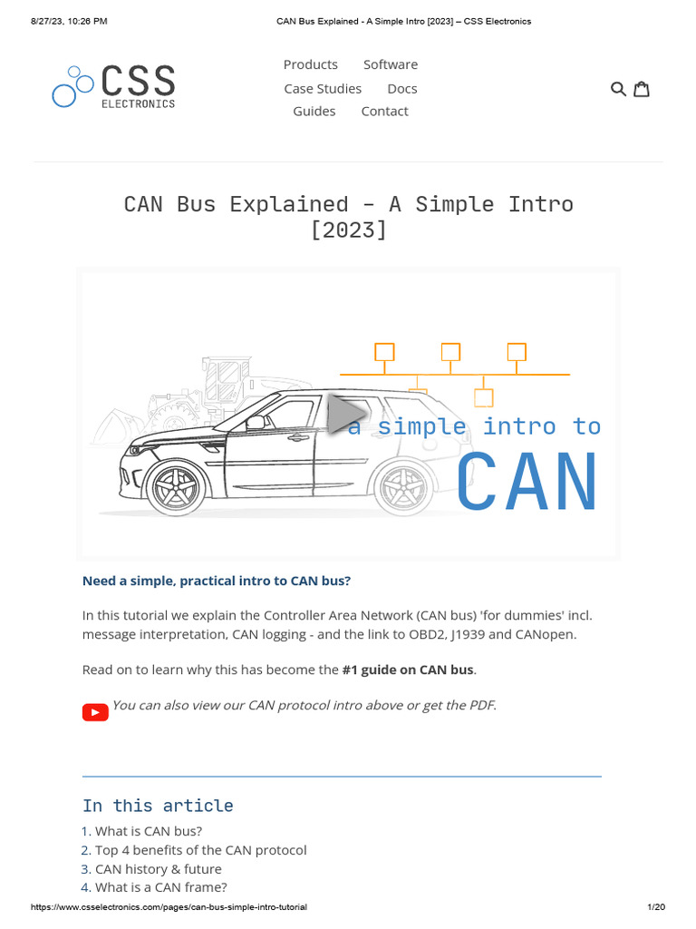 CAN Bus Explained - A Simple Intro (2023) - CSS Electronics | PDF | Computing | Computer Engineering