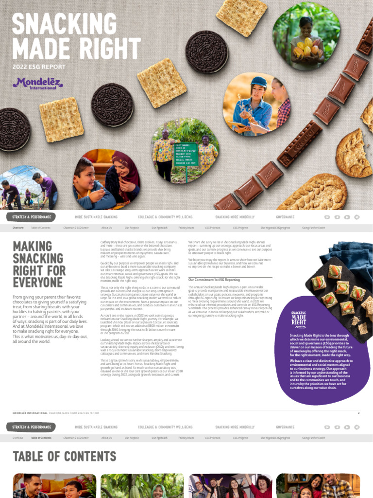 2022 MDLZ Snacking Made Right ESG Report | PDF | Sustainability | Economies