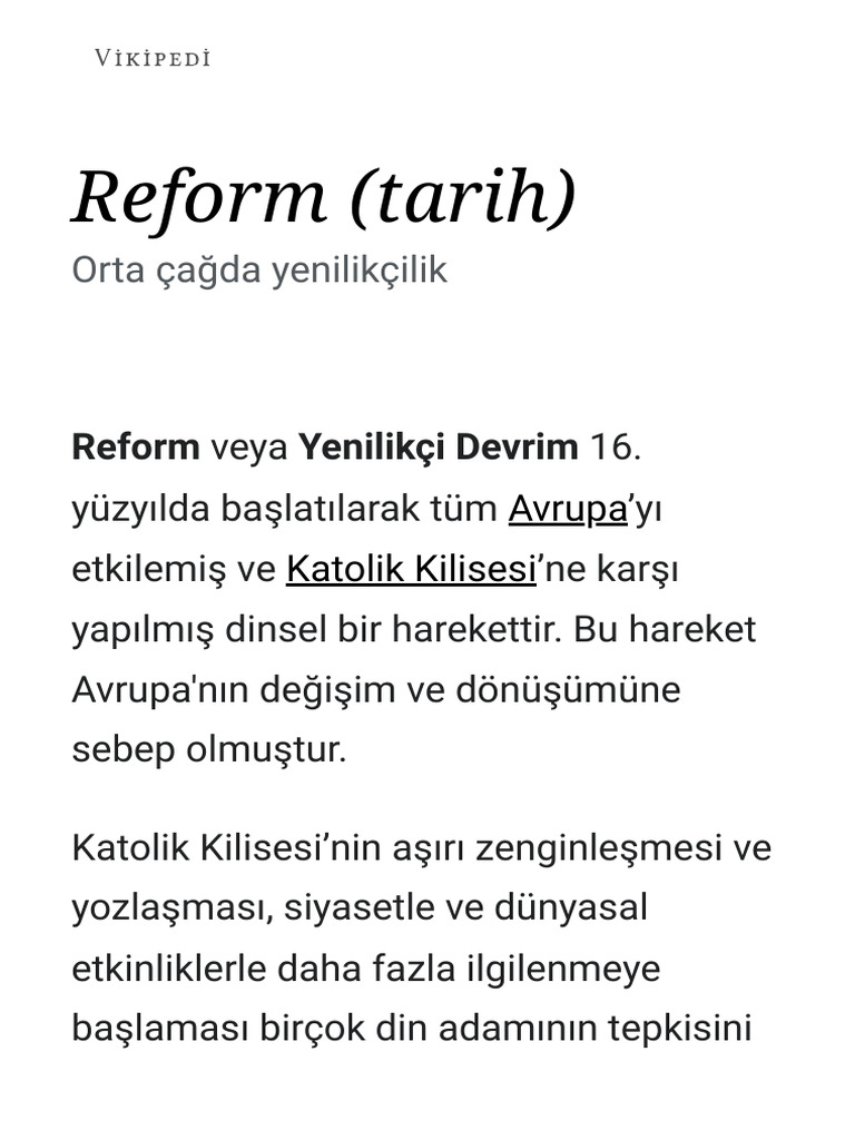 Reform (Tarih) - Vikipedi | PDF