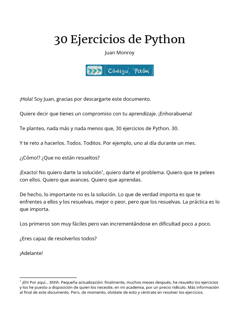 30 Ejercicios de Python Codigo Piton | PDF | Python (lenguaje de programación) | Archivo de ...