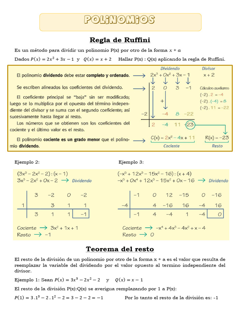 Ruffini y Teorema Del Resto | PDF
