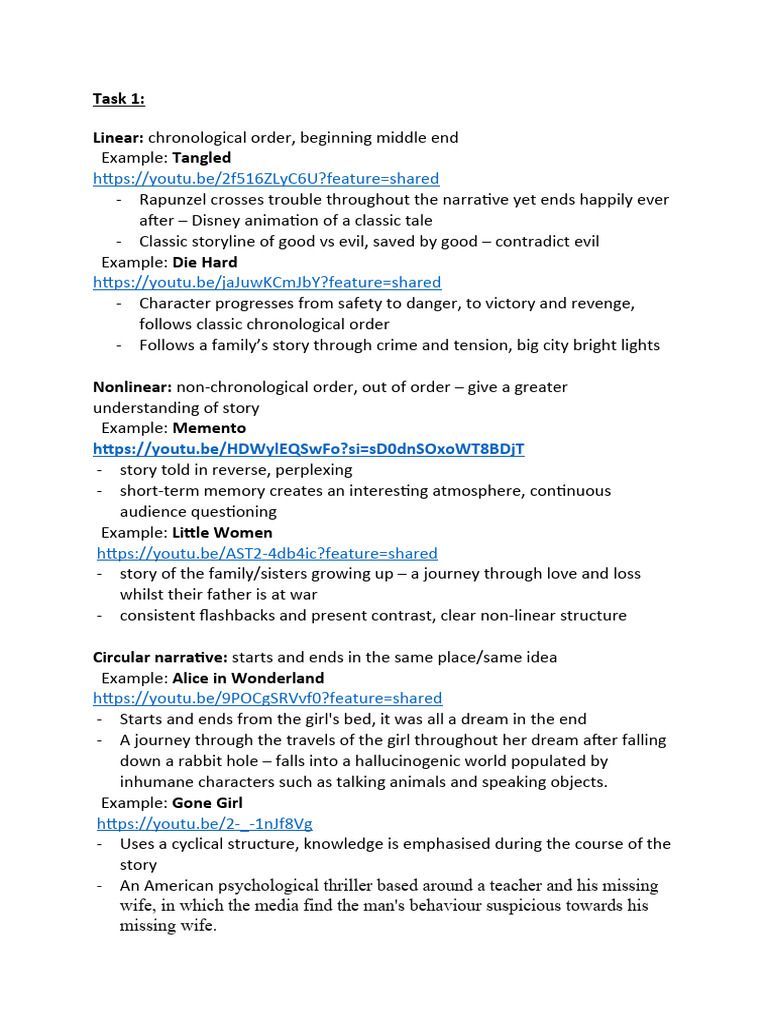 Linear Non-Linear and Circular Narratives | PDF | Language Arts ...