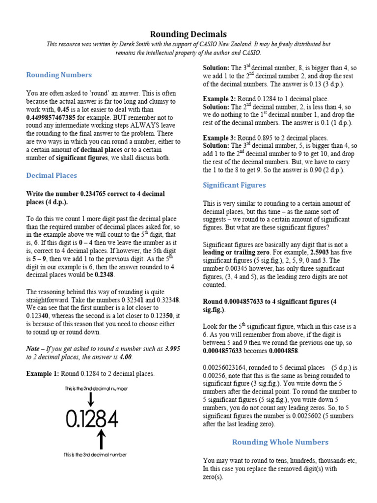 Rounding Decimals | PDF | Significant Figures | Rounding