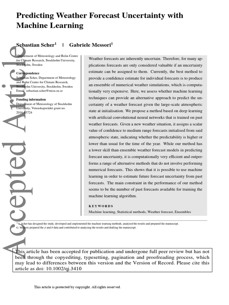 Predicting Weather Forecaste Uncertainty With Machine Learning | PDF ...