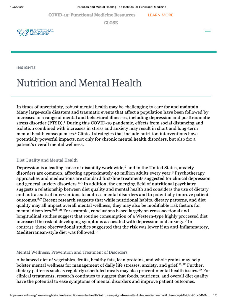 Nutrition and Mental Health | PDF
