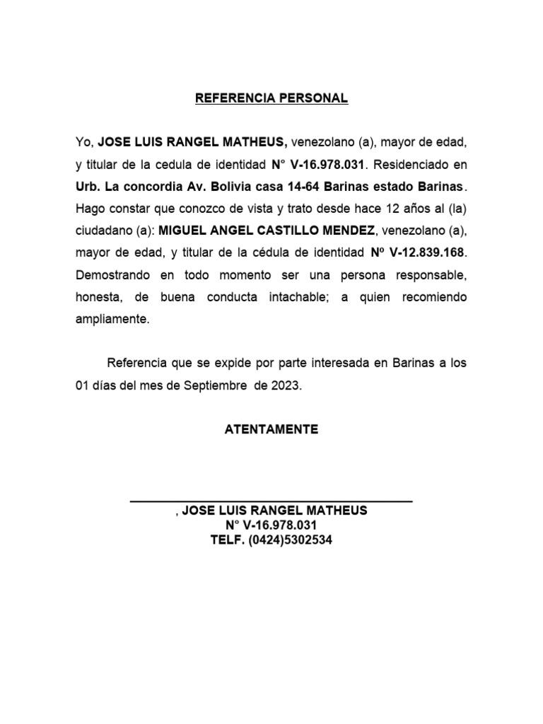 Referencia Personal | PDF