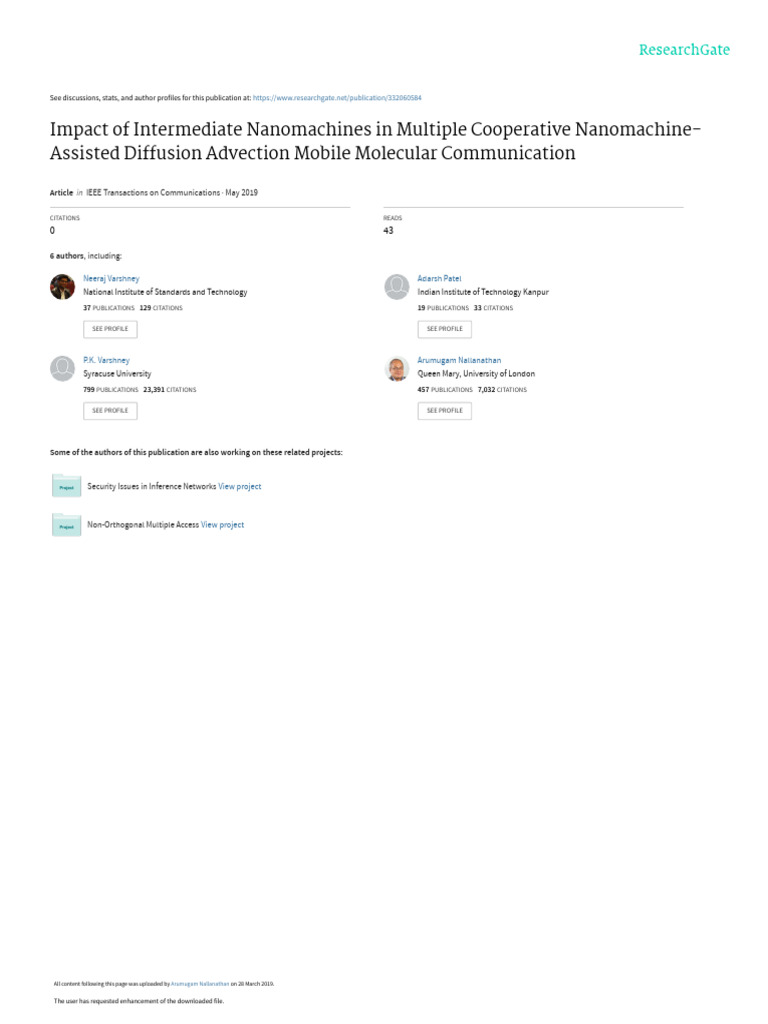 1 Molecular Comm Pdf Diffusion Communication
