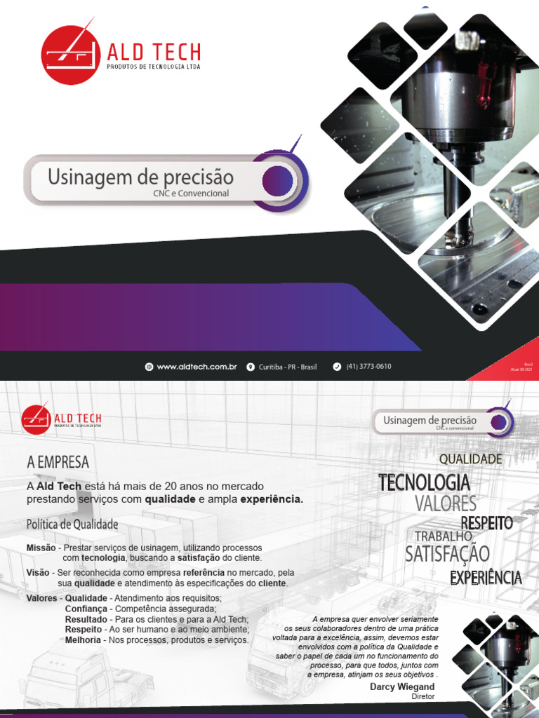 Ald-Tech - Usinagem de Precisão | PDF | Qualidade (negócios) | Máquinas