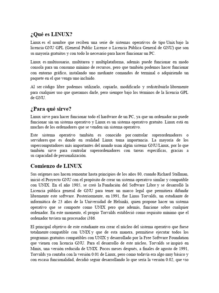 Linux | PDF | Unix | Software libre