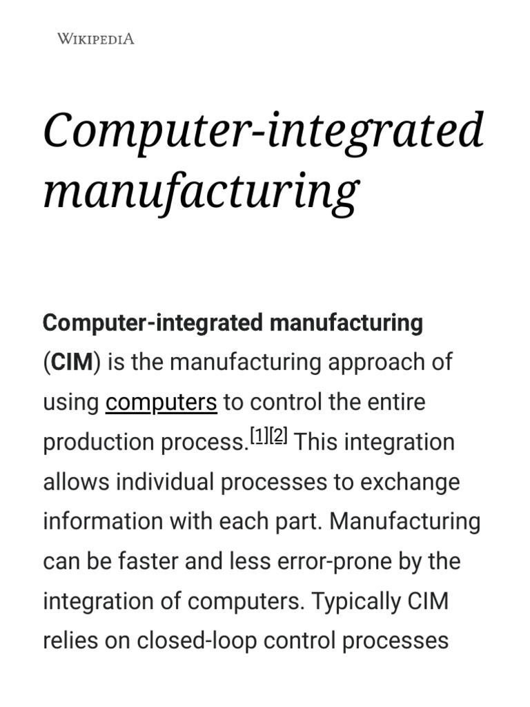 Overview of Computer-Integrated Manufacturing | PDF | Information ...