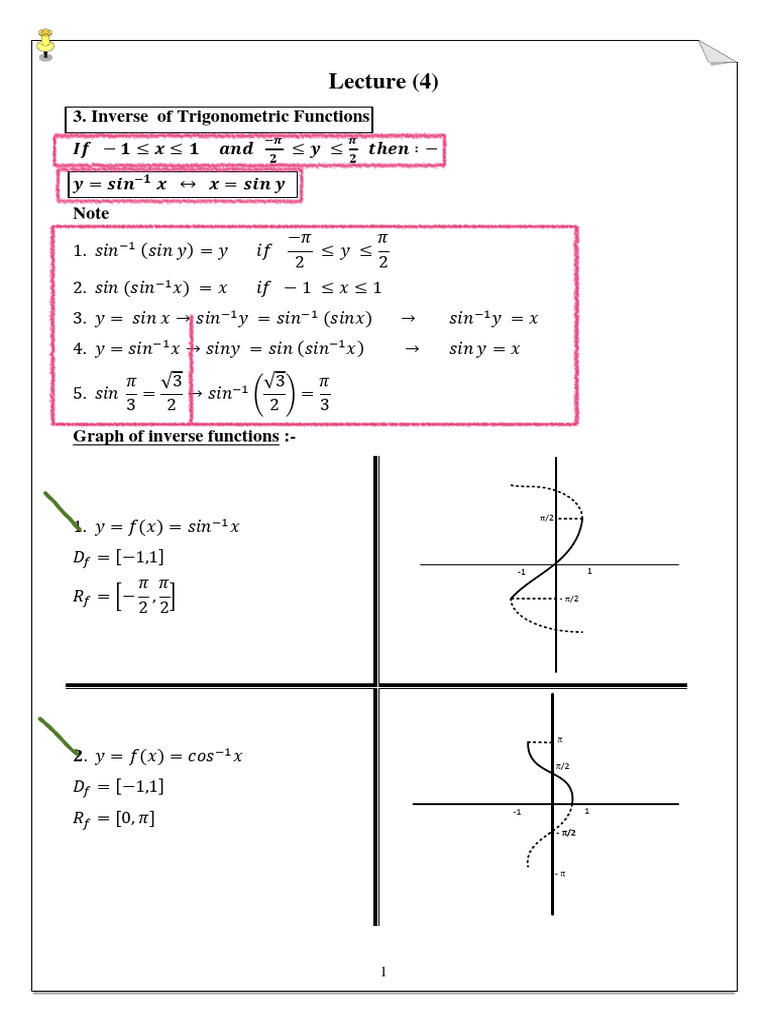 Lecture Pdf Trigonometric Functions Elementary Mathematics 5882
