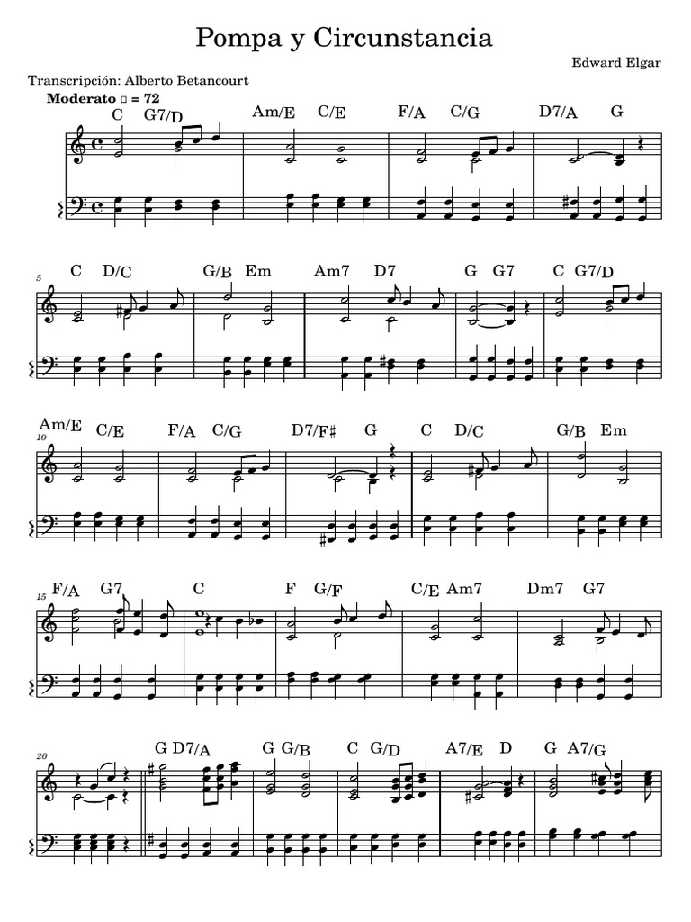 Pompa y Circunstancia para Piano | PDF