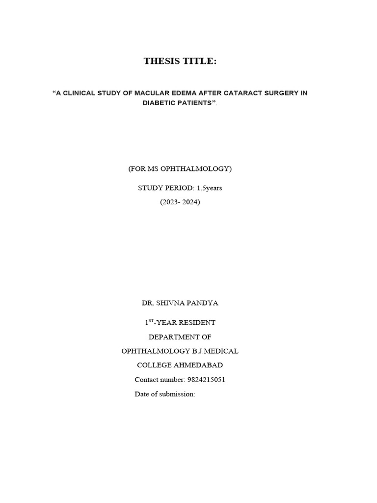 Shivna Thesis Performa | Download Free PDF | Medicine | Human Eye Shivna Thesis Performa | Download Free PDF | Medicine | Human Eye