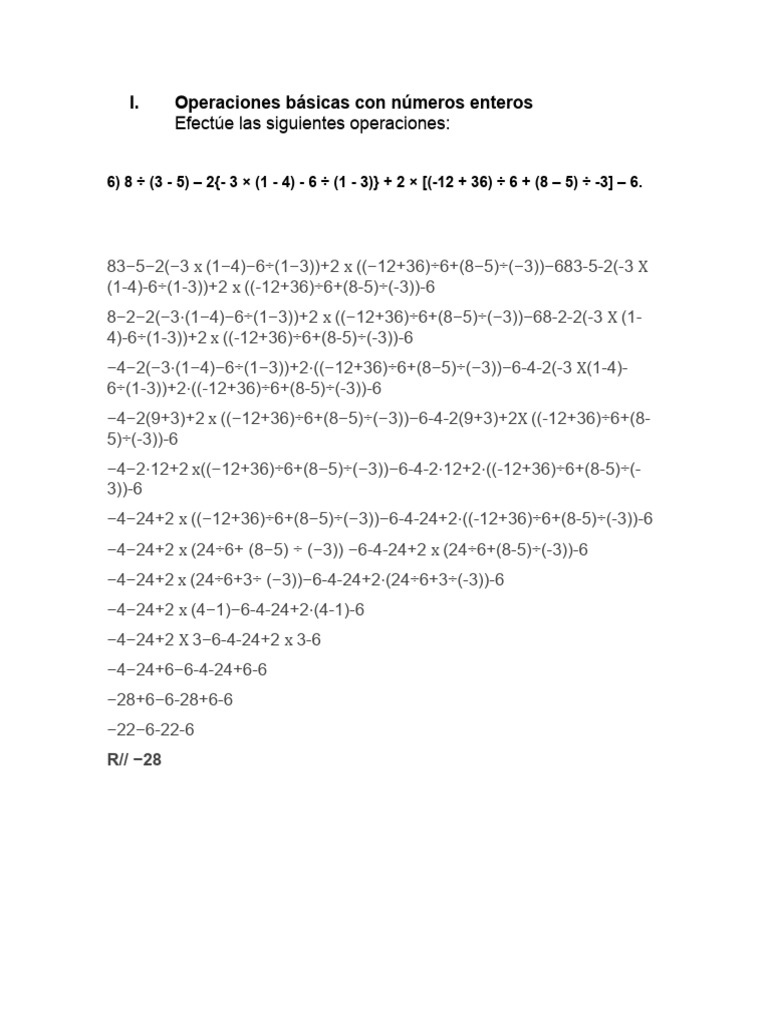 Operaciones Básicas Con Números Enteros | PDF | Teoría de los números ...