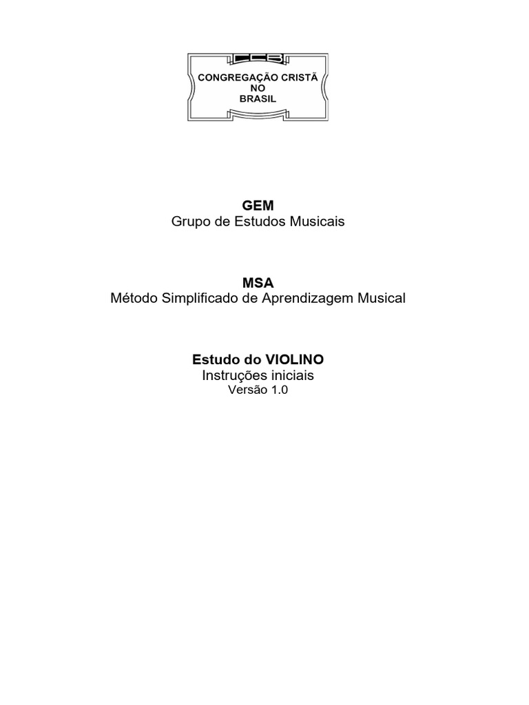 GEM - MSA - Estudo Do Violino - Instruções Iniciais - V1 0 | PDF ...