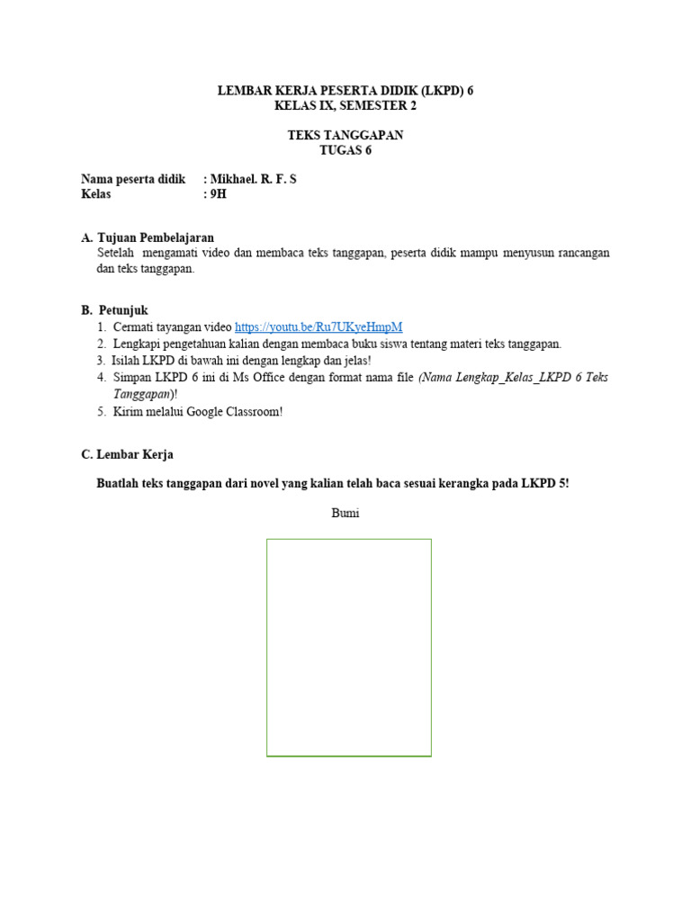 LKPD 6 Teks Tanggapan | PDF