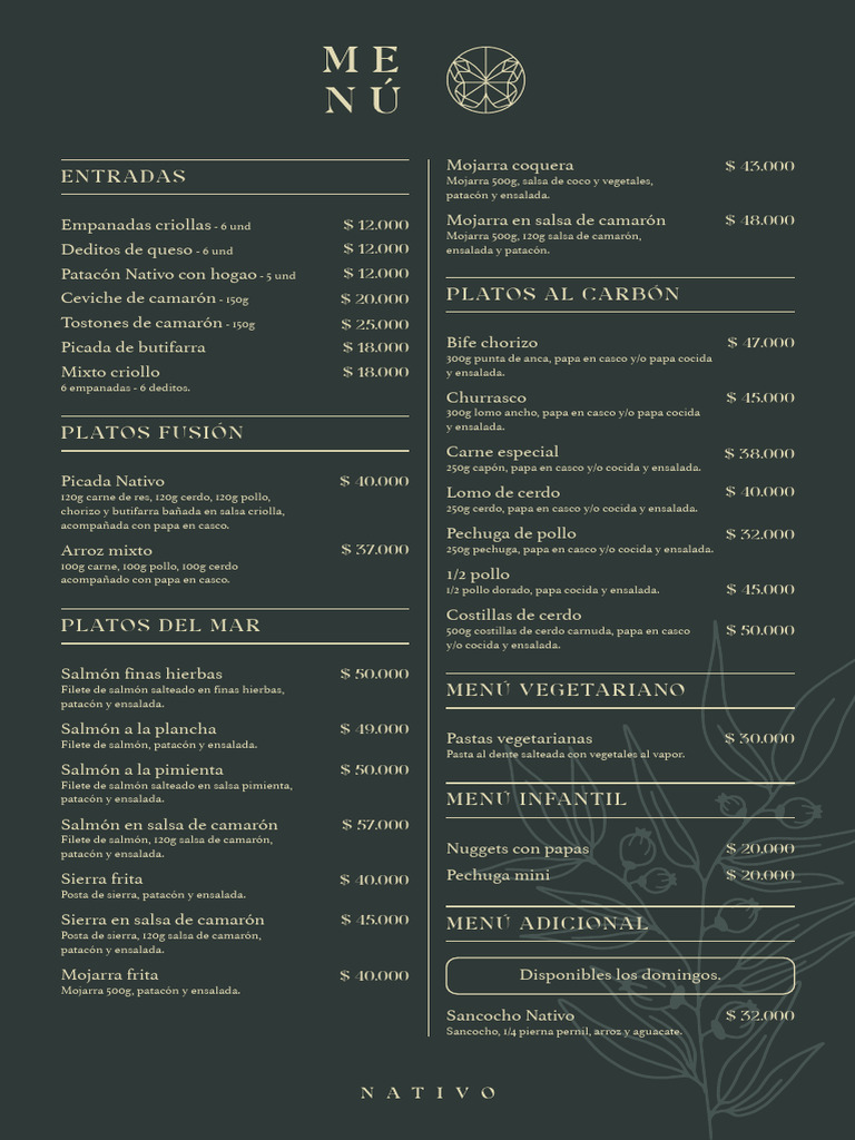 Carta Menu Nativo FINAL | PDF | filete | Comida y bebida