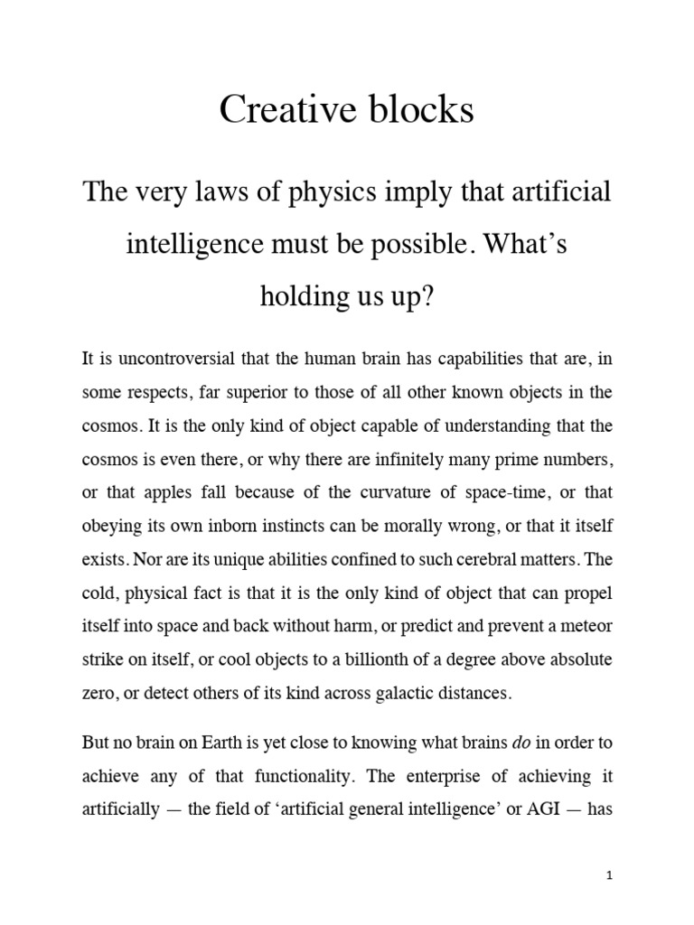 Creative Blocks - David Deutsch | PDF | Inductive Reasoning | Knowledge