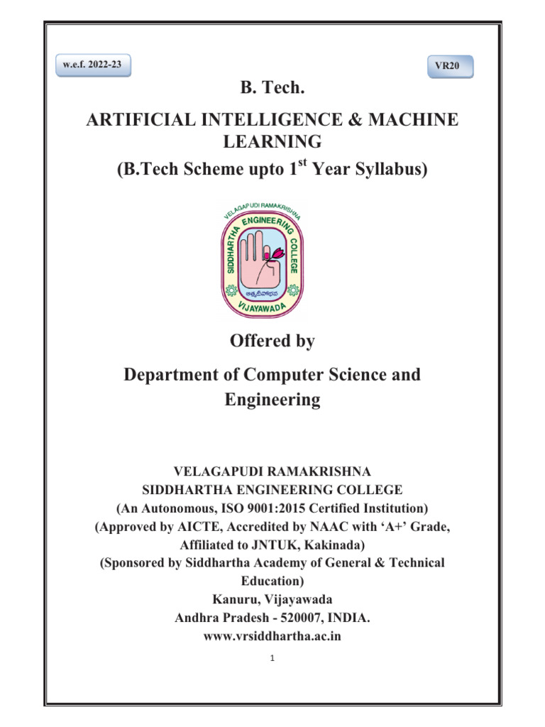 AIML VR20uptofirstyear15022023 | PDF | Electric Motor | Electrical Network