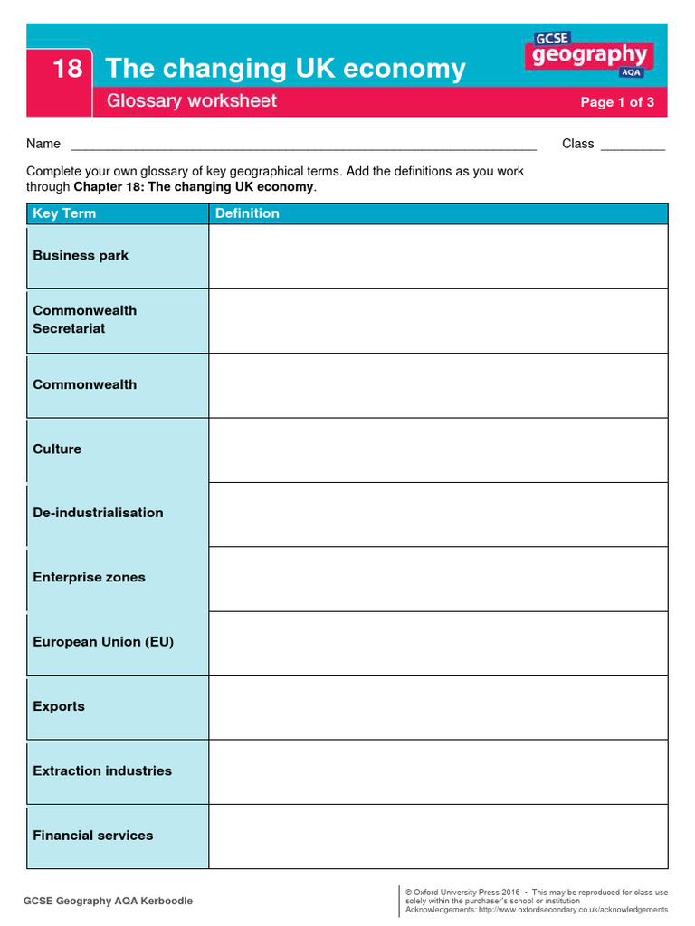 GCSE Geography: UK Economy Glossary | PDF | Economies