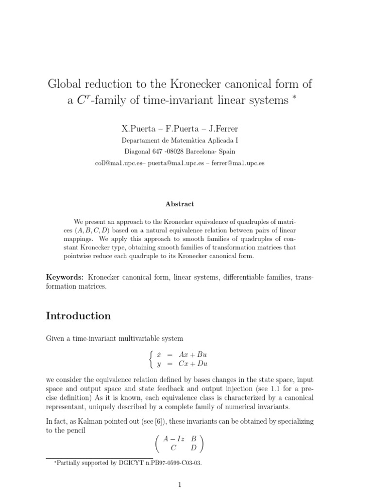 Global Kronecker Canonical Form | PDF | Matrix (Mathematics) | Basis (Linear Algebra)