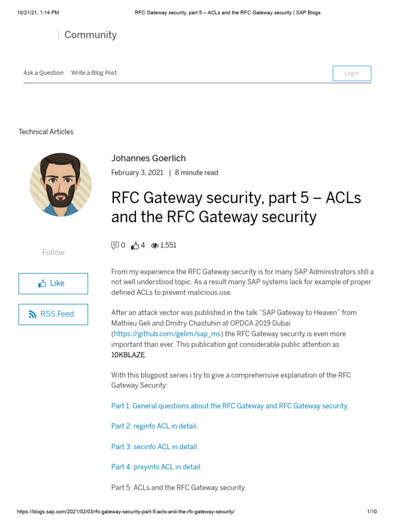 SAP Admins: Master RFC Gateway Security | PDF | Parameter (Computer Programming) | Server ...