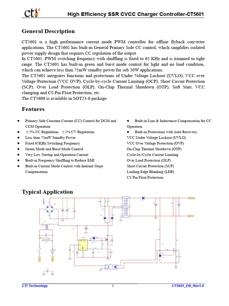 CT5601 (SOT23-6) EN Rev1.0 | PDF | Power Supply | Rectifier